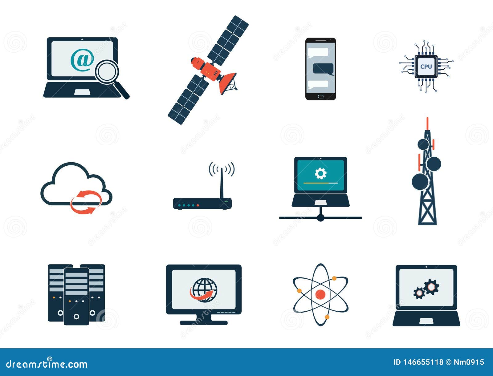Computer Communications and Internet Technology Icon Set Stock Vector ...
