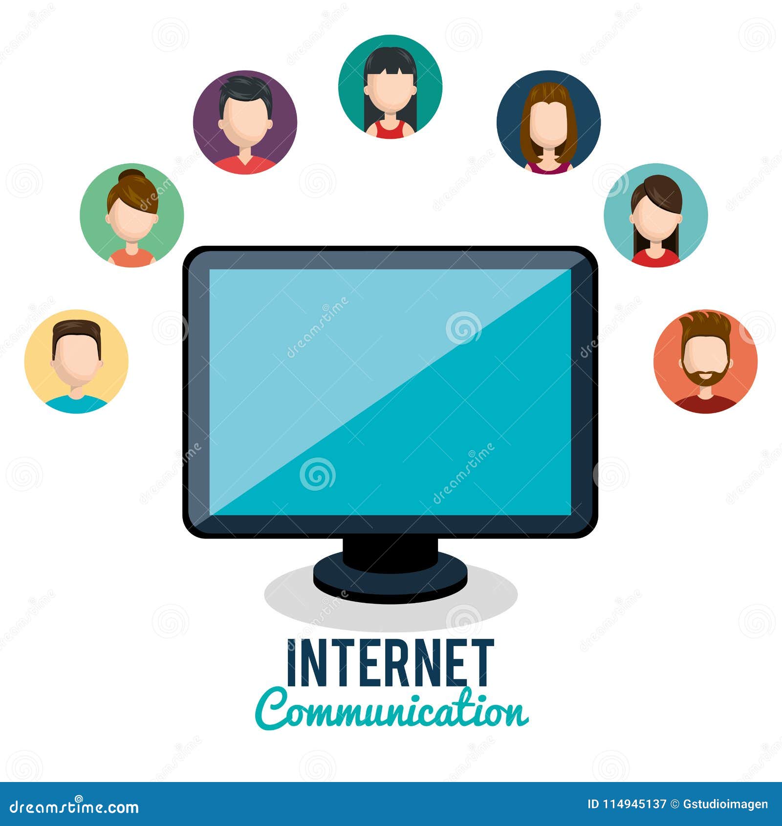 Computer and Community Internet Connection Stock Vector - Illustration ...