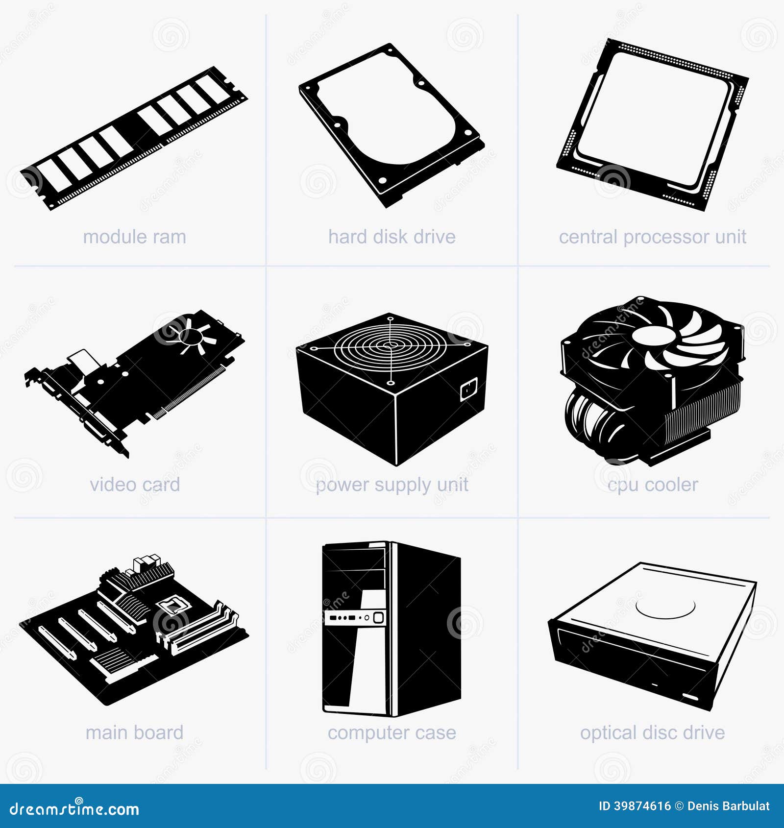 Computer components stock vector. Illustration of graphic - 39874616