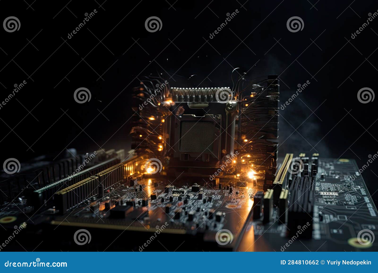 Dramatic Scene of Computer Components Undergoing Intense Overclocking ...