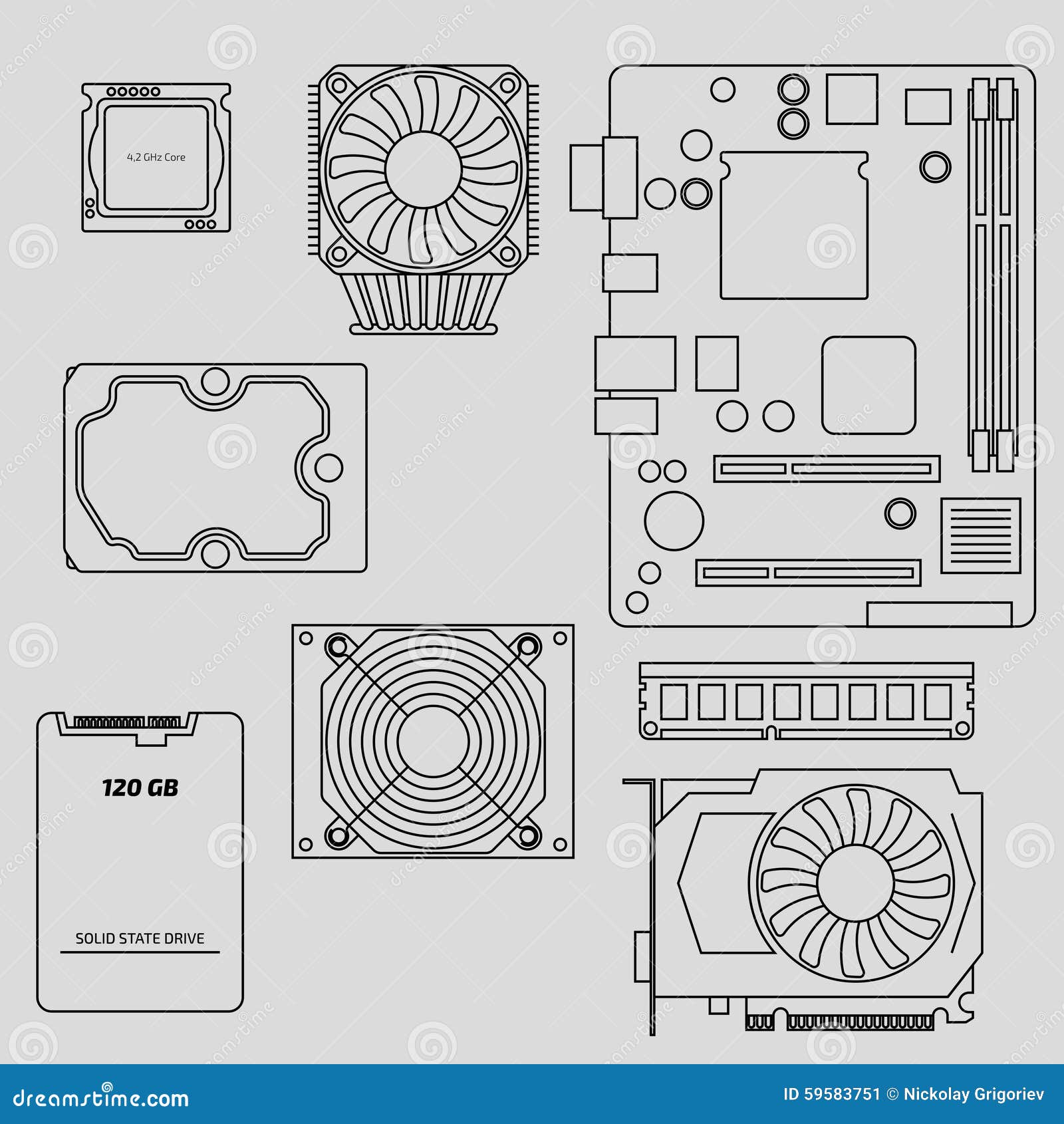 Computer Components Vector Set | CartoonDealer.com #42321604