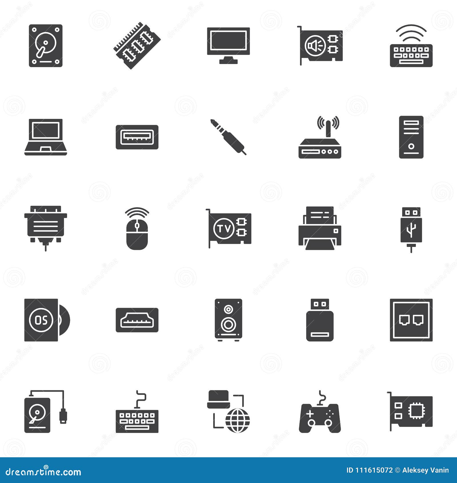 Computer Components Vector Icons Set Stock Vector - Illustration of ... Computer Components Vector Icons Set Stock Vector - Illustration of ...