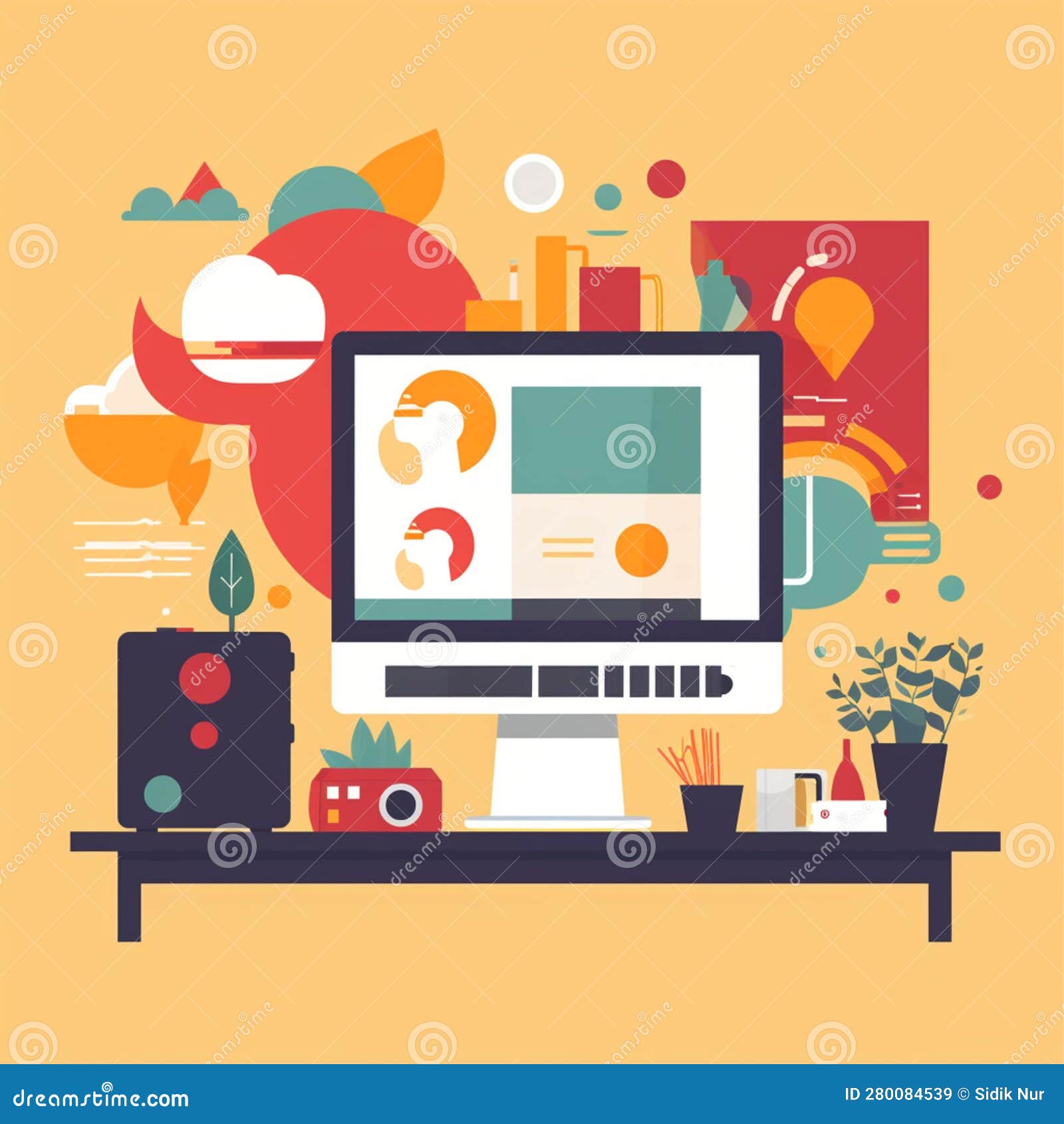 Computer stock illustration. Illustration of document - 280084539