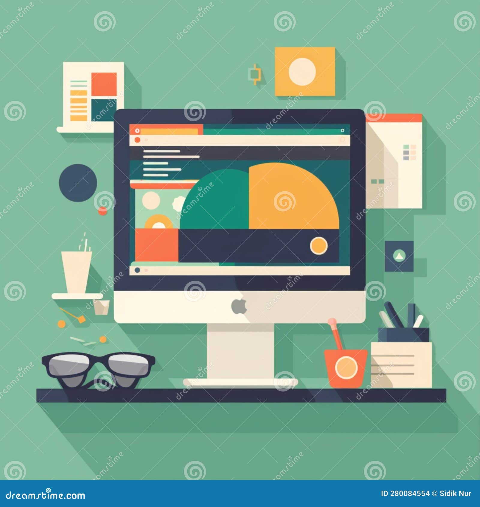Computer stock illustration. Illustration of brand, advertising - 280084554