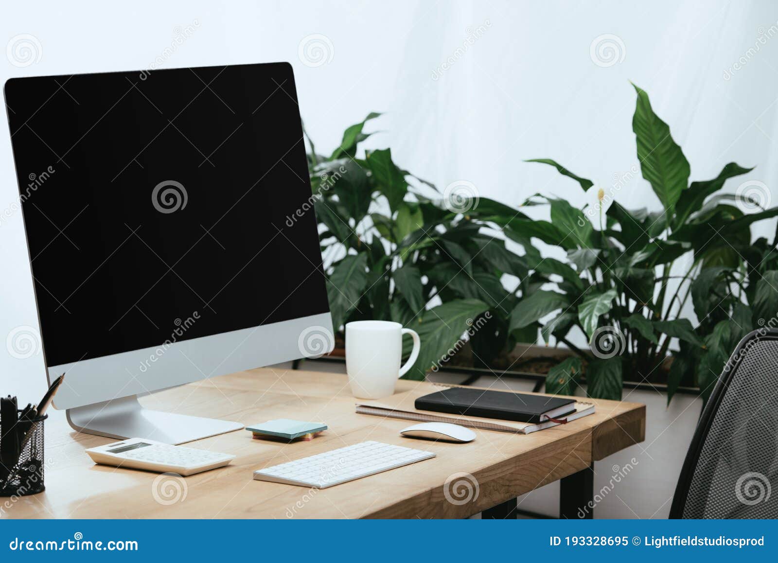 Computer, Computer Mouse and Keyboard on Wooden Table Stock Image ...