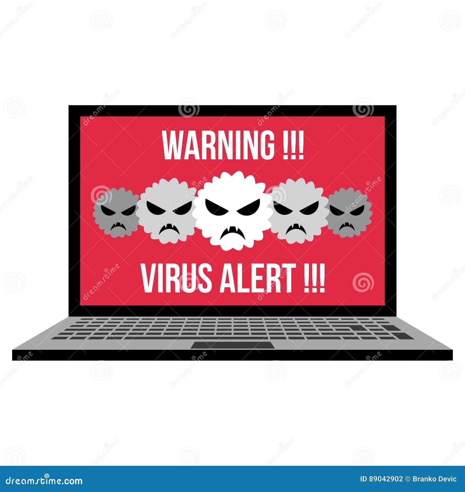 Computer with Computing Alert Stock Vector - Illustration of screen ...