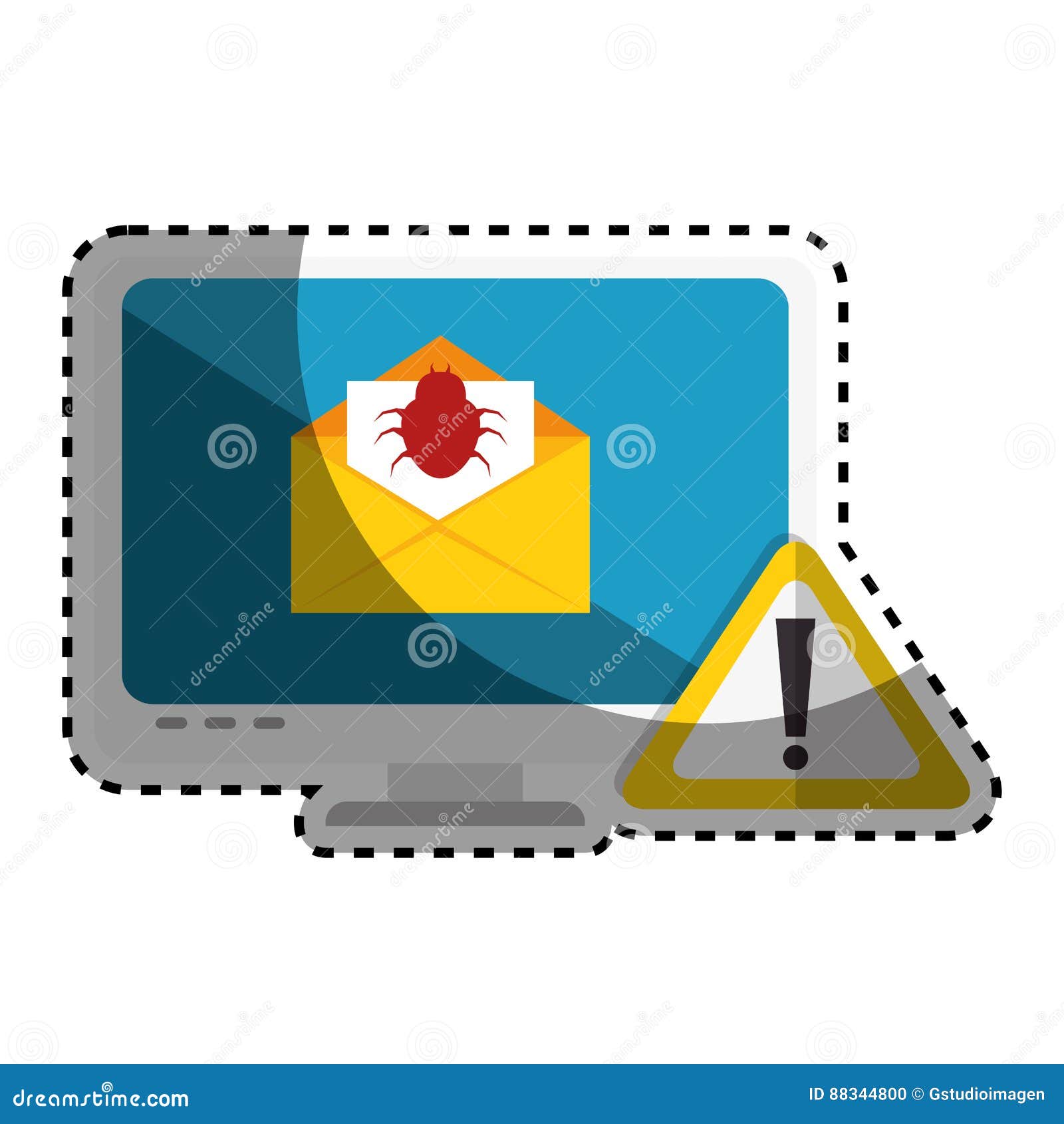 Computer with Computing Alert Stock Vector - Illustration of alert ...