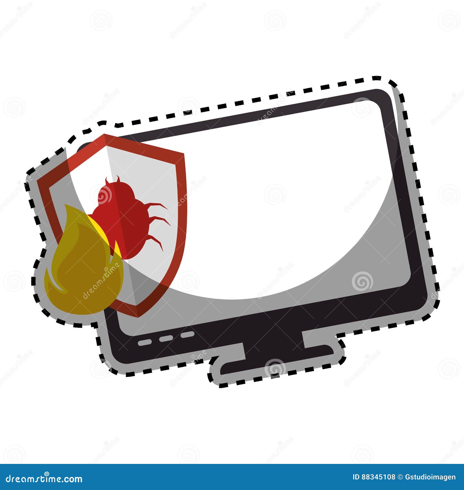 Computer with Computing Alert Stock Vector - Illustration of data ...