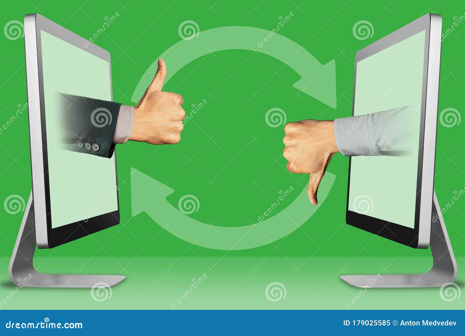 Computer Concept, Two Hands from Computers. Thumbs Up, Like and Thumbs ...