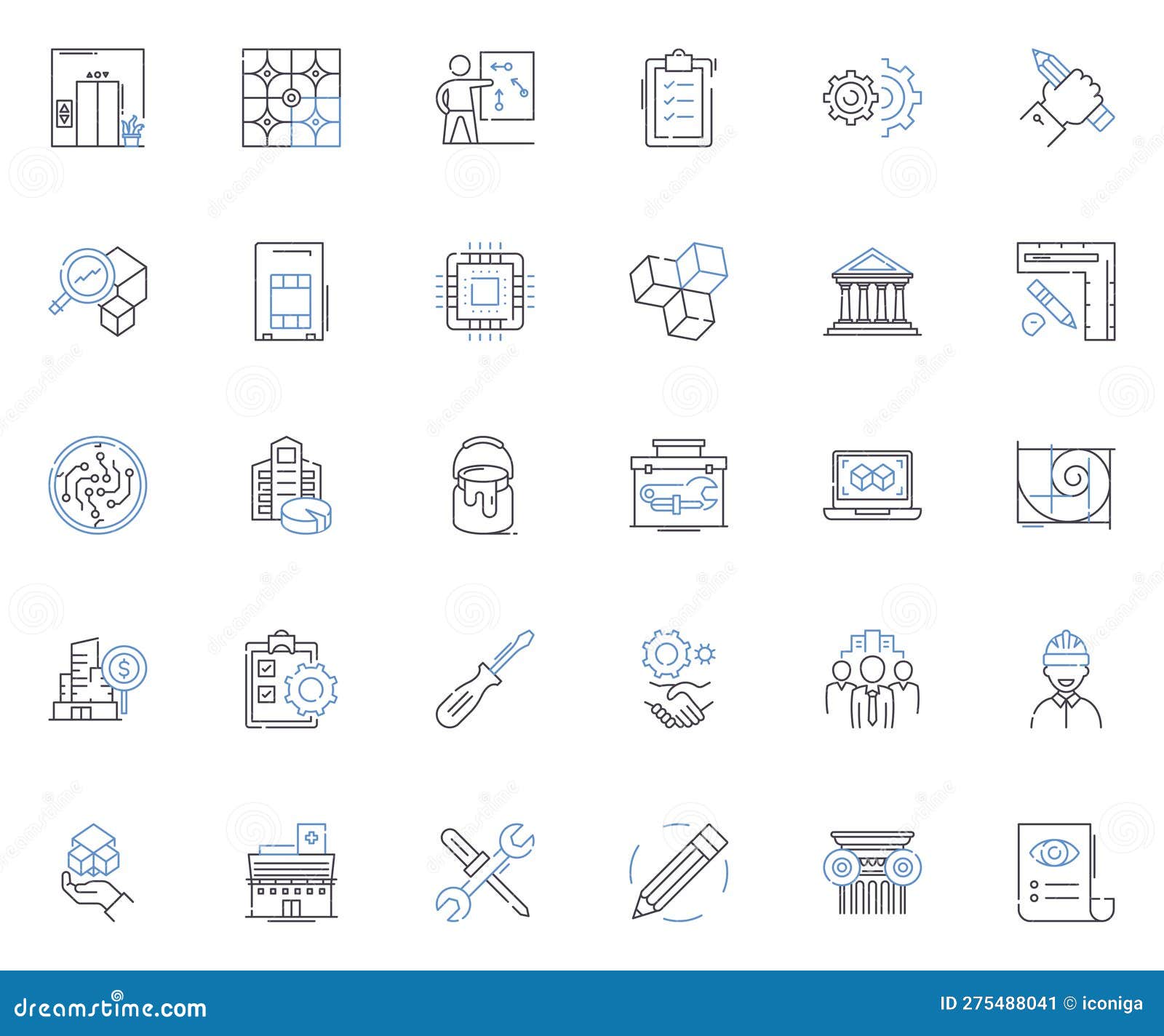 Computer Concepts Line Icons Collection Algorithm Binary Compiler Database Encryption