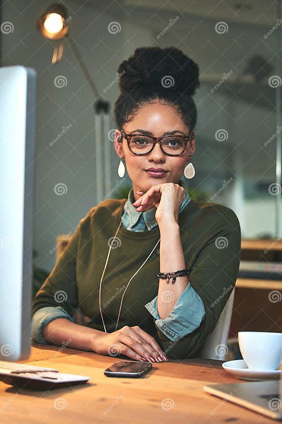 Computer Confident And Portrait Of Business Black Woman In Office For