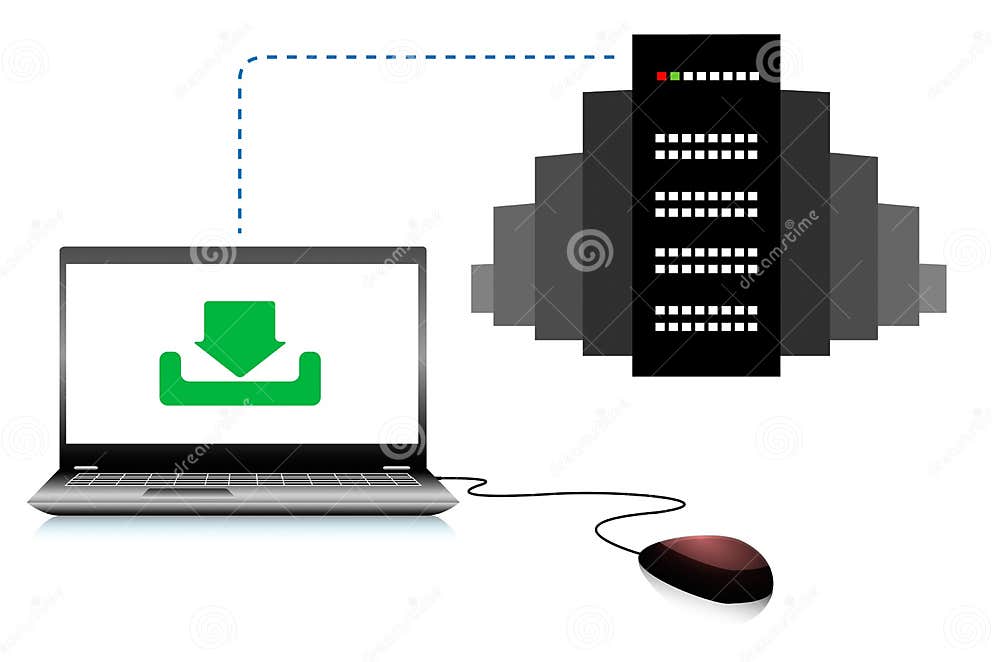 Computer Connected To the Server Stock Vector - Illustration of hosting ...