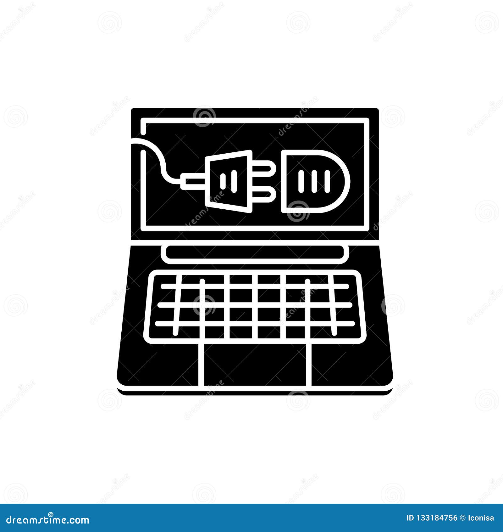 Computer Connection Black Icon, Vector Sign on Isolated Background ...