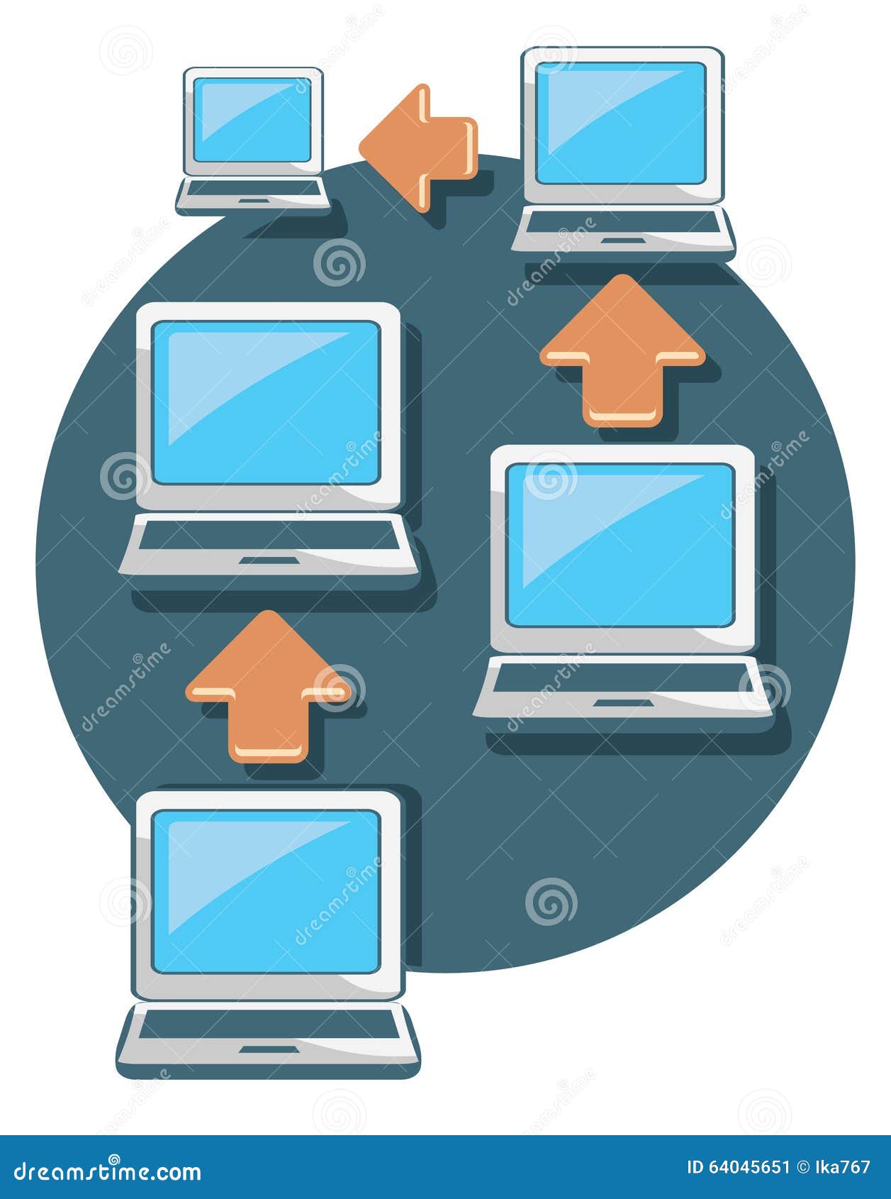Computer Connection Circle Icon with Shadow Stock Illustration ...
