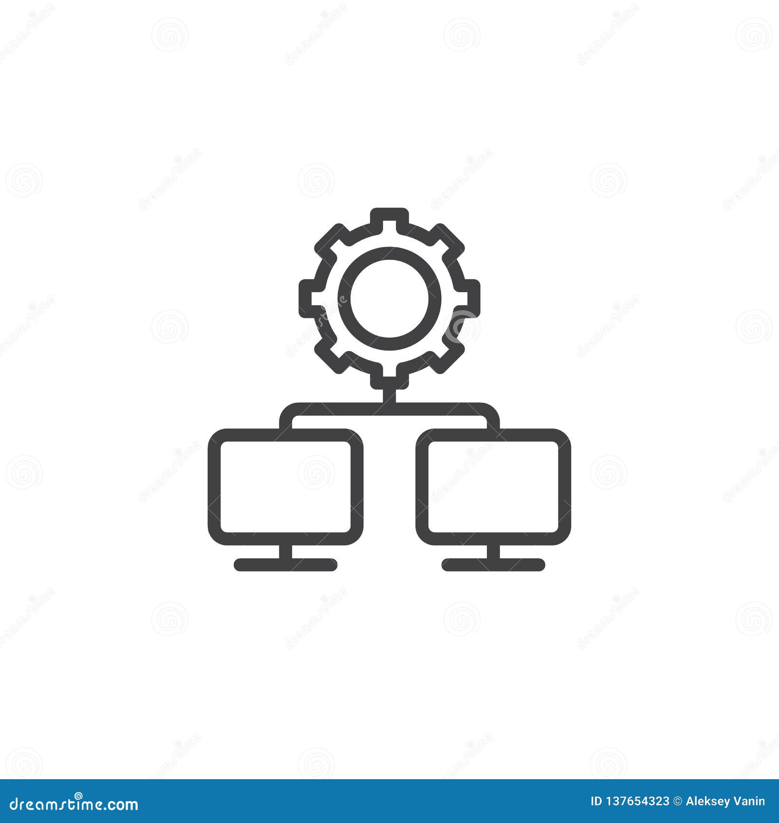 Computer Connection Configuration Line Icon Stock Vector - Illustration ...