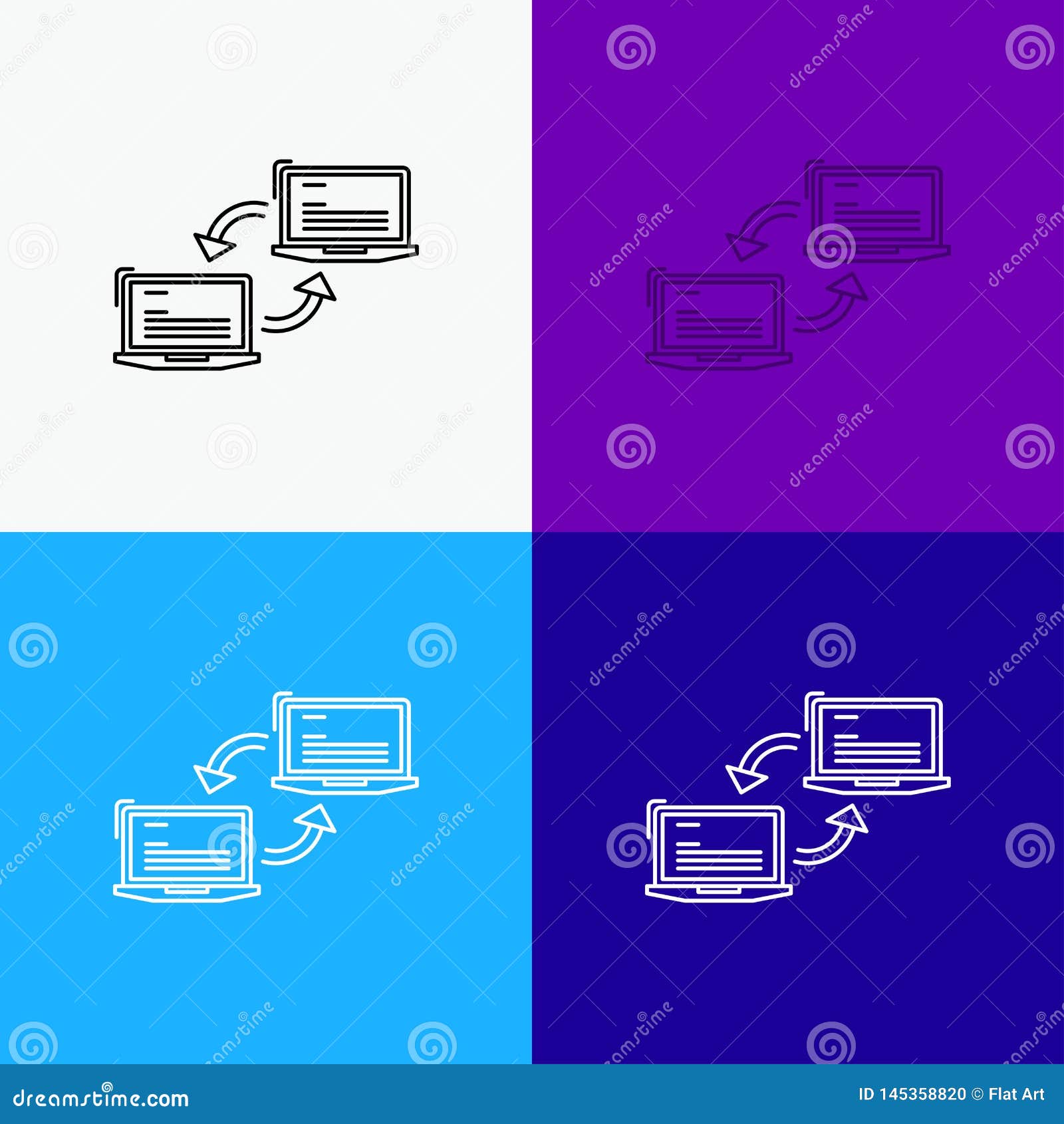 Computer, Connection, Link, Network, Sync Icon Over Various Background. Line Style Design ...