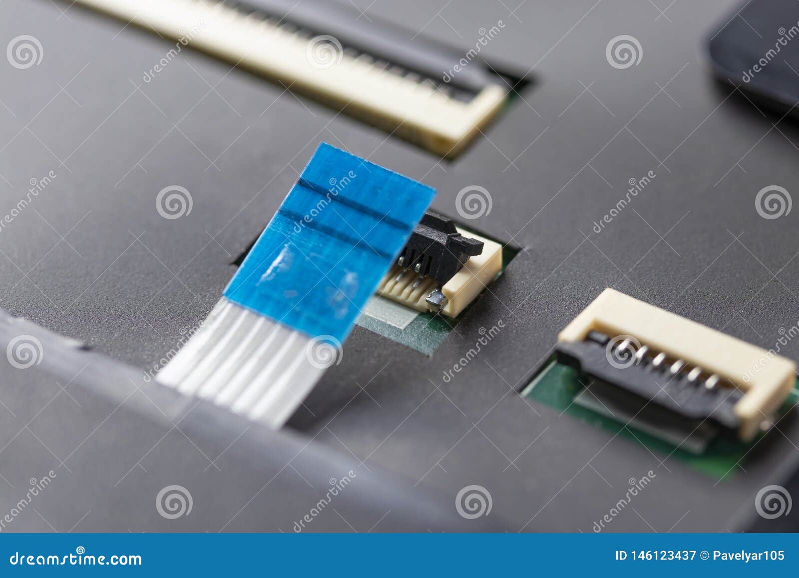 Computer Connector and Cable on the Processor Electronic Board Stock ...