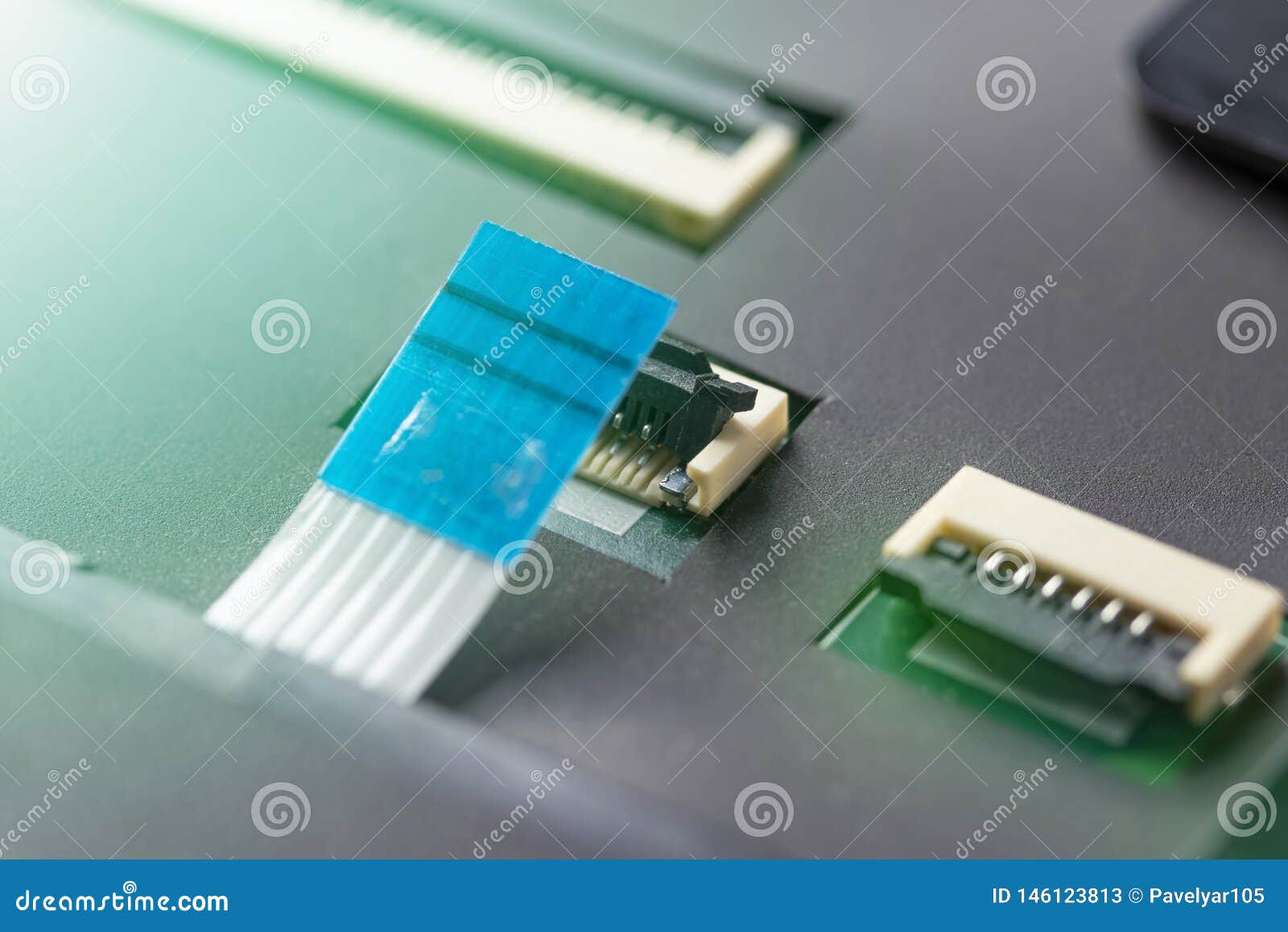Computer Connector and Cable on the Processor Electronic Board Stock ...