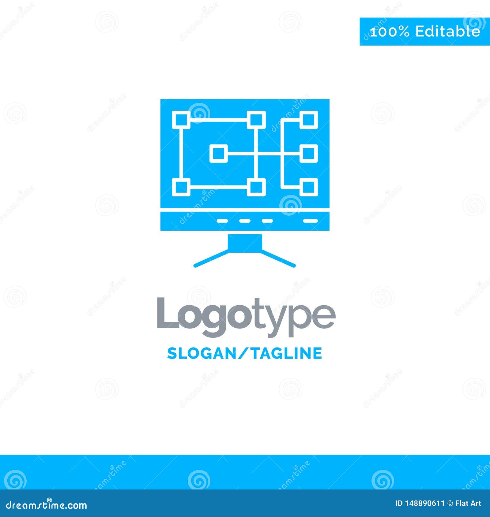 Computer, Construction, Repair Blue Solid Logo Template. Place for ...
