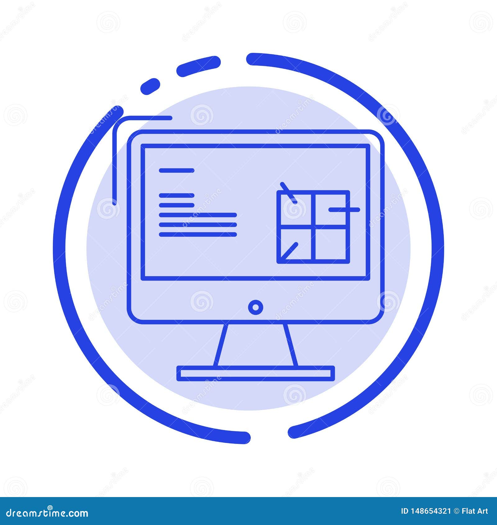 Computer, Construction, Repair, Lcd, Design Blue Dotted Line Line Icon ...