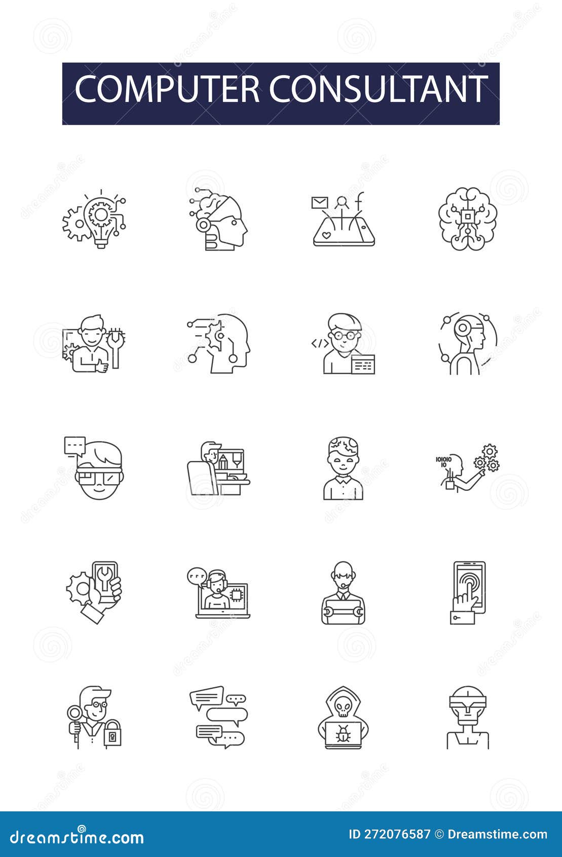 Computer Consultant Line Vector Icons and Signs. Consultant, it ...