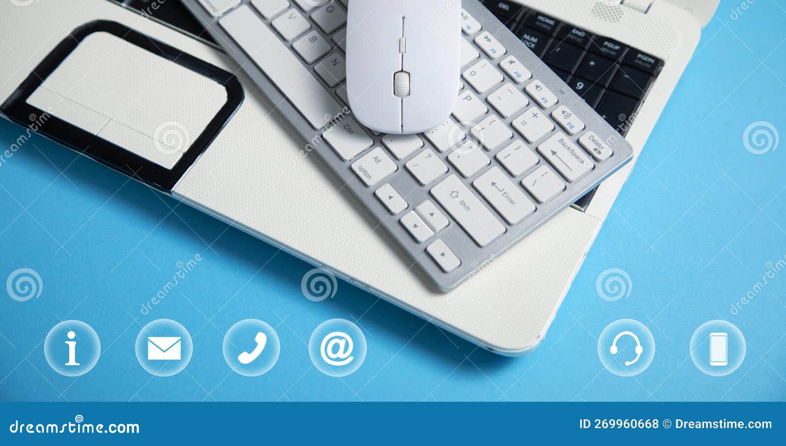Computer with a Contact Symbols. Internet. Communication Stock Photo ...
