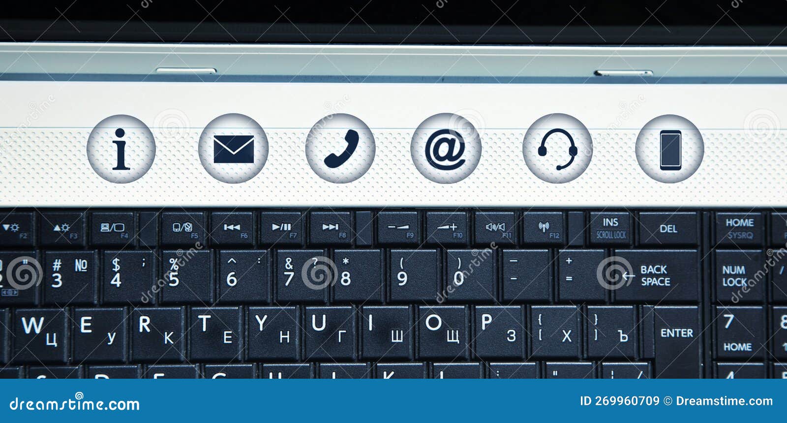 Computer with a Contact Symbols. Internet. Communication Stock Image ...