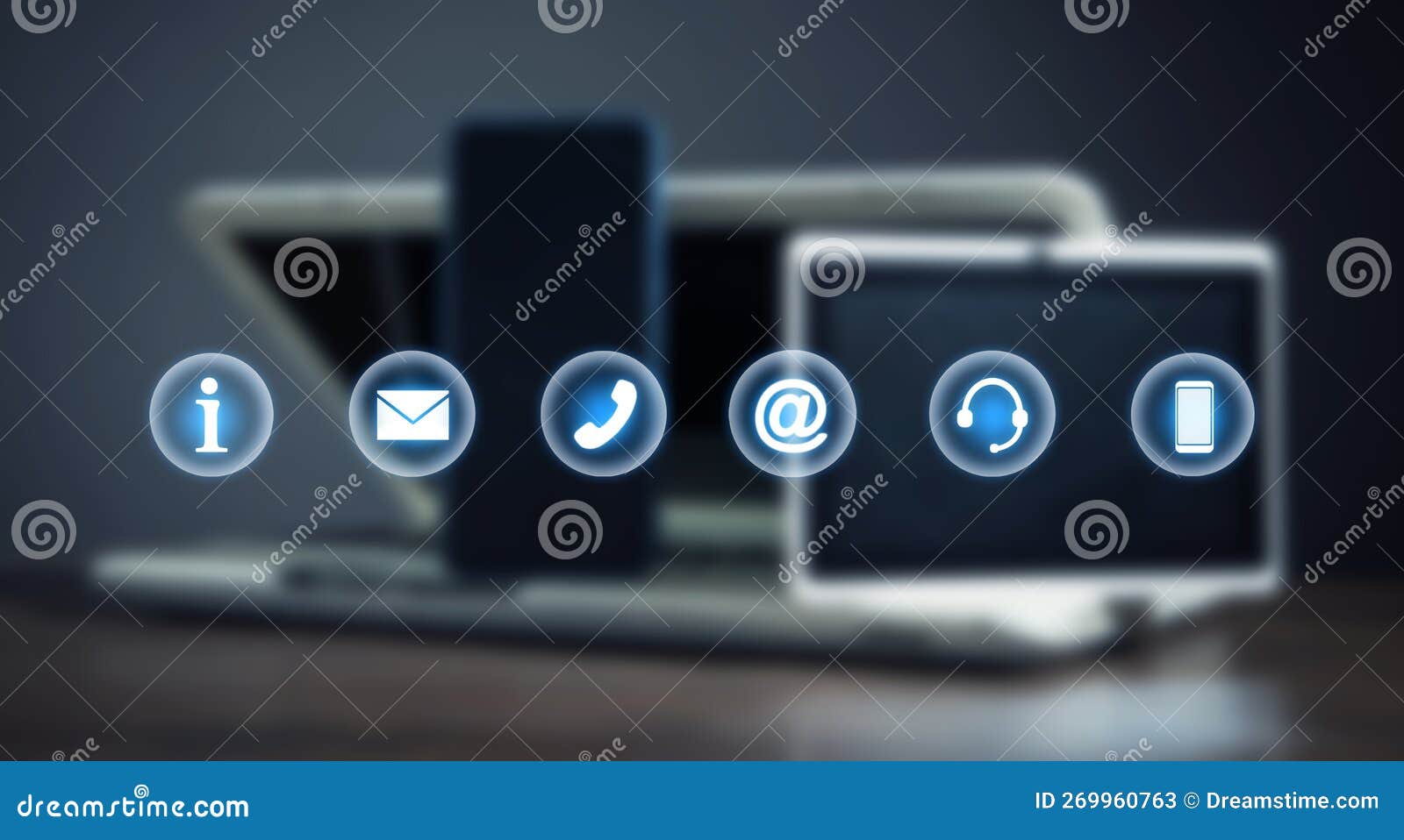 Computer with a Contact Symbols. Internet. Communication Stock Image ...
