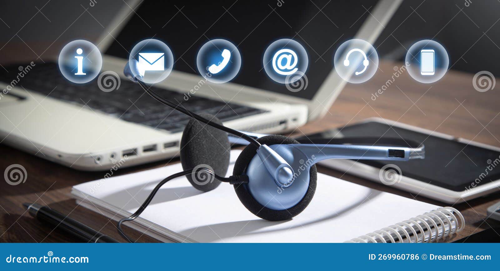 Computer with a Contact Symbols. Internet. Communication Stock Photo ...