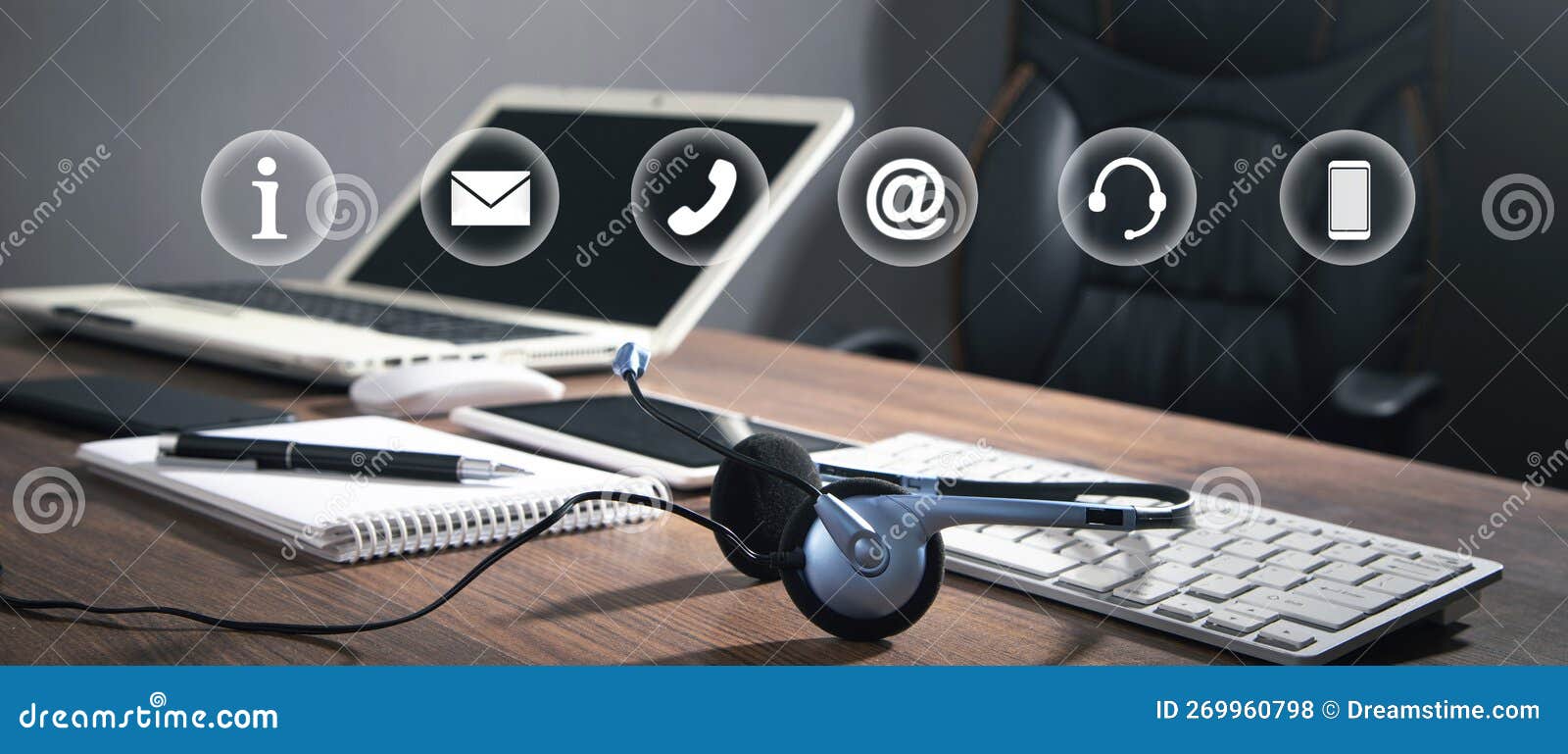 Computer with a Contact Symbols. Internet. Communication Stock Photo ...