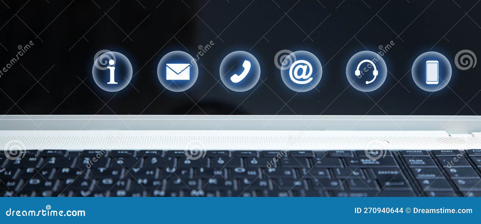 Computer with a Contact Symbols. Internet Stock Photo - Image of ...