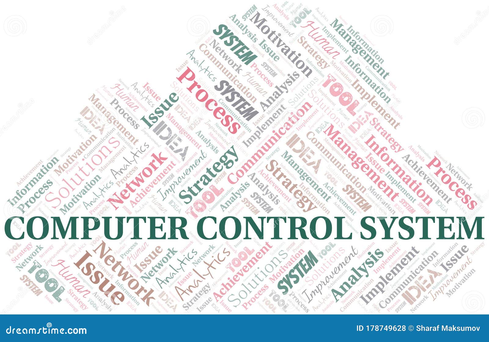 Computer Control System Typography Vector Word Cloud Stock Illustration ...
