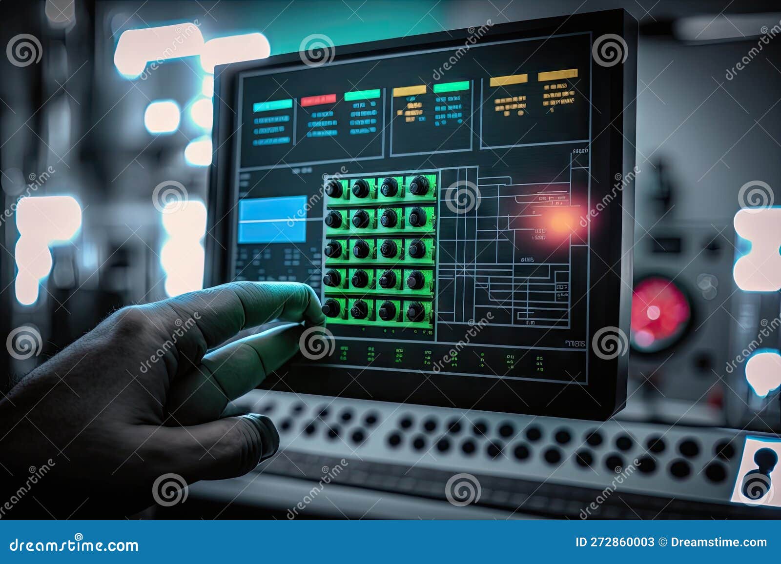 Computer Controller Working with High-tech Visualizer in Factory ...
