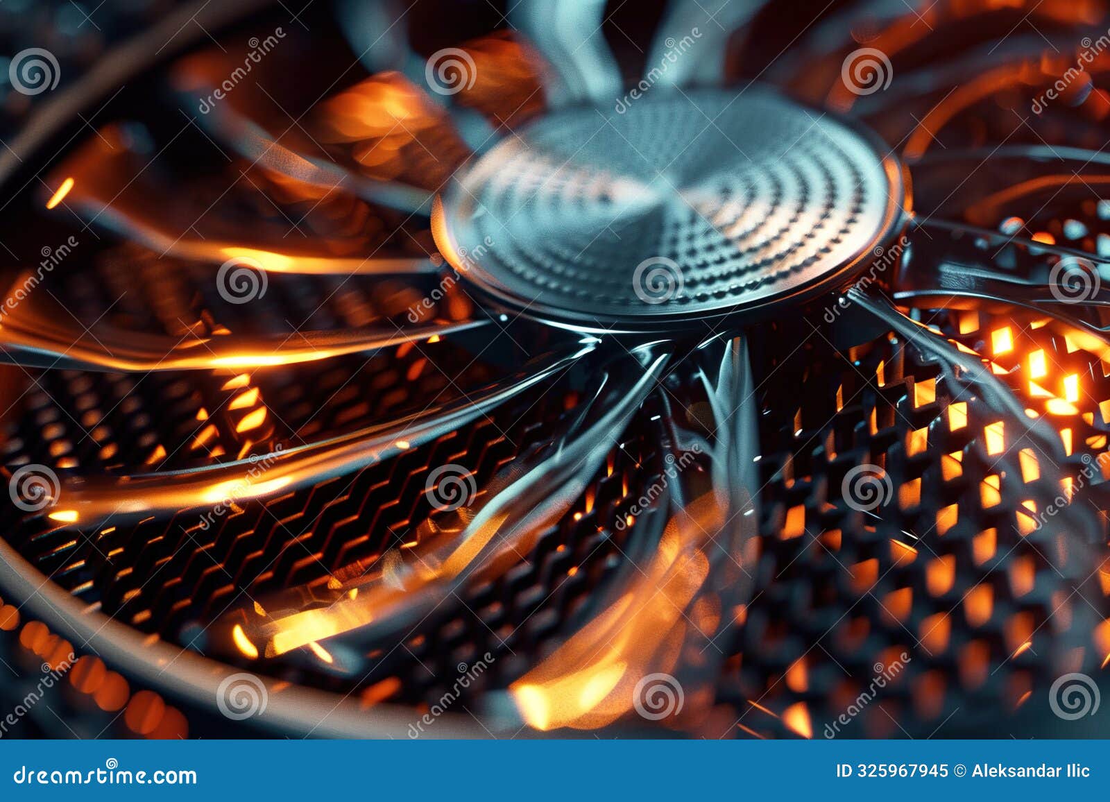 Computer Cooler Fan Closeup. Ai Generative Stock Image - Image of data ...