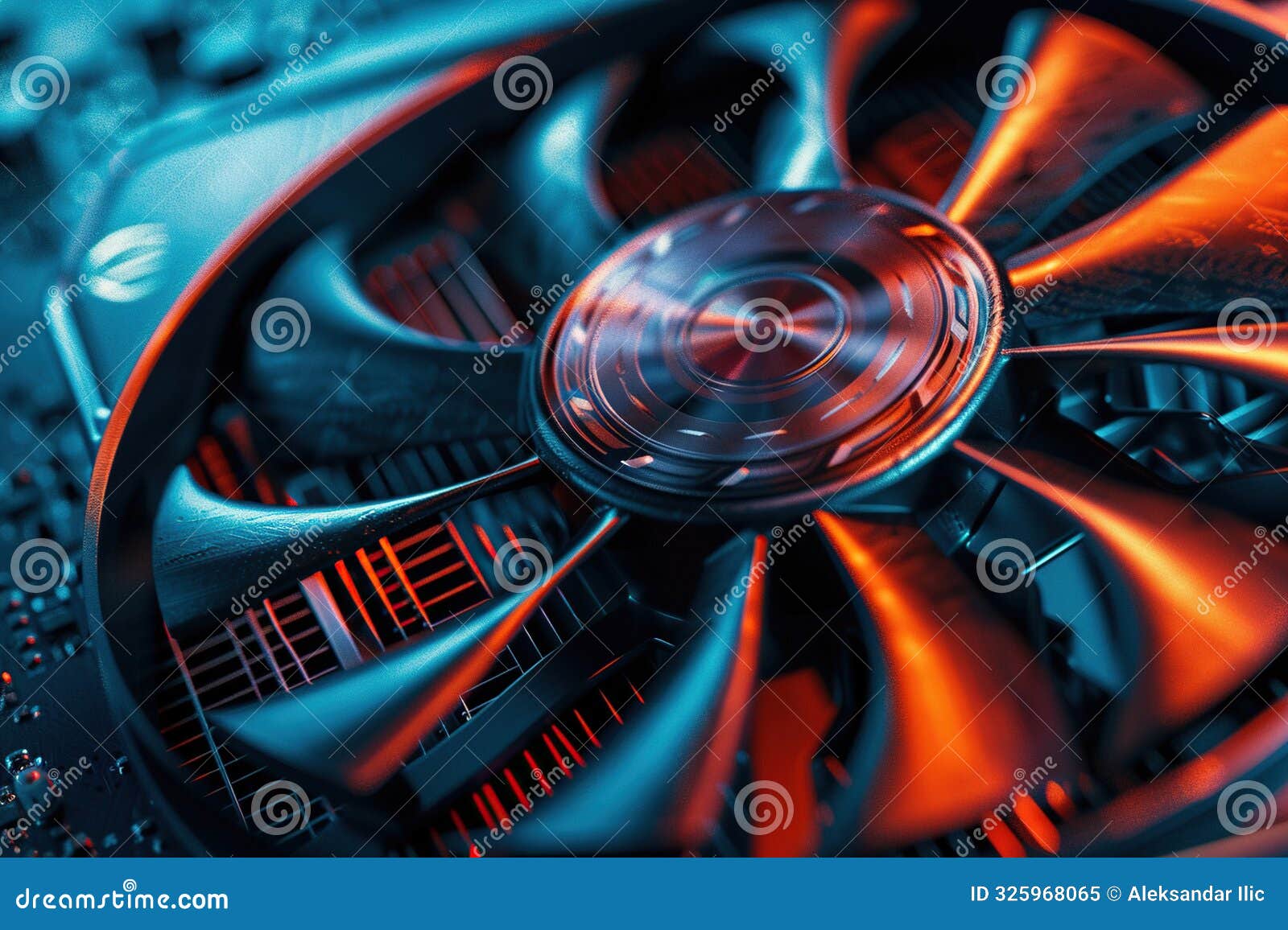 Computer Cooler Fan Closeup. Ai Generative Stock Image - Image of ...