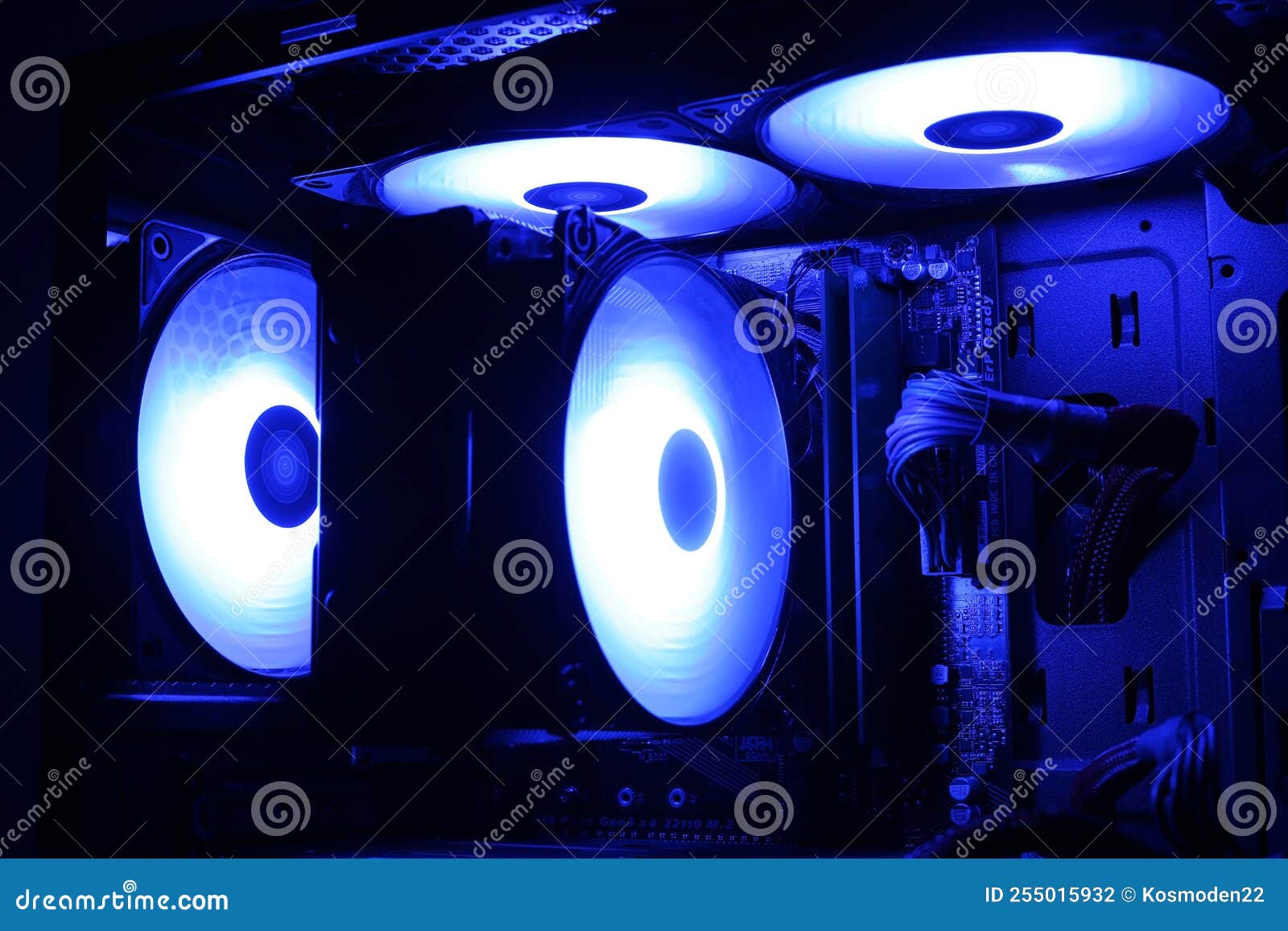 Coolers with Color Illumination in a Gaming Computer Stock Photo ...