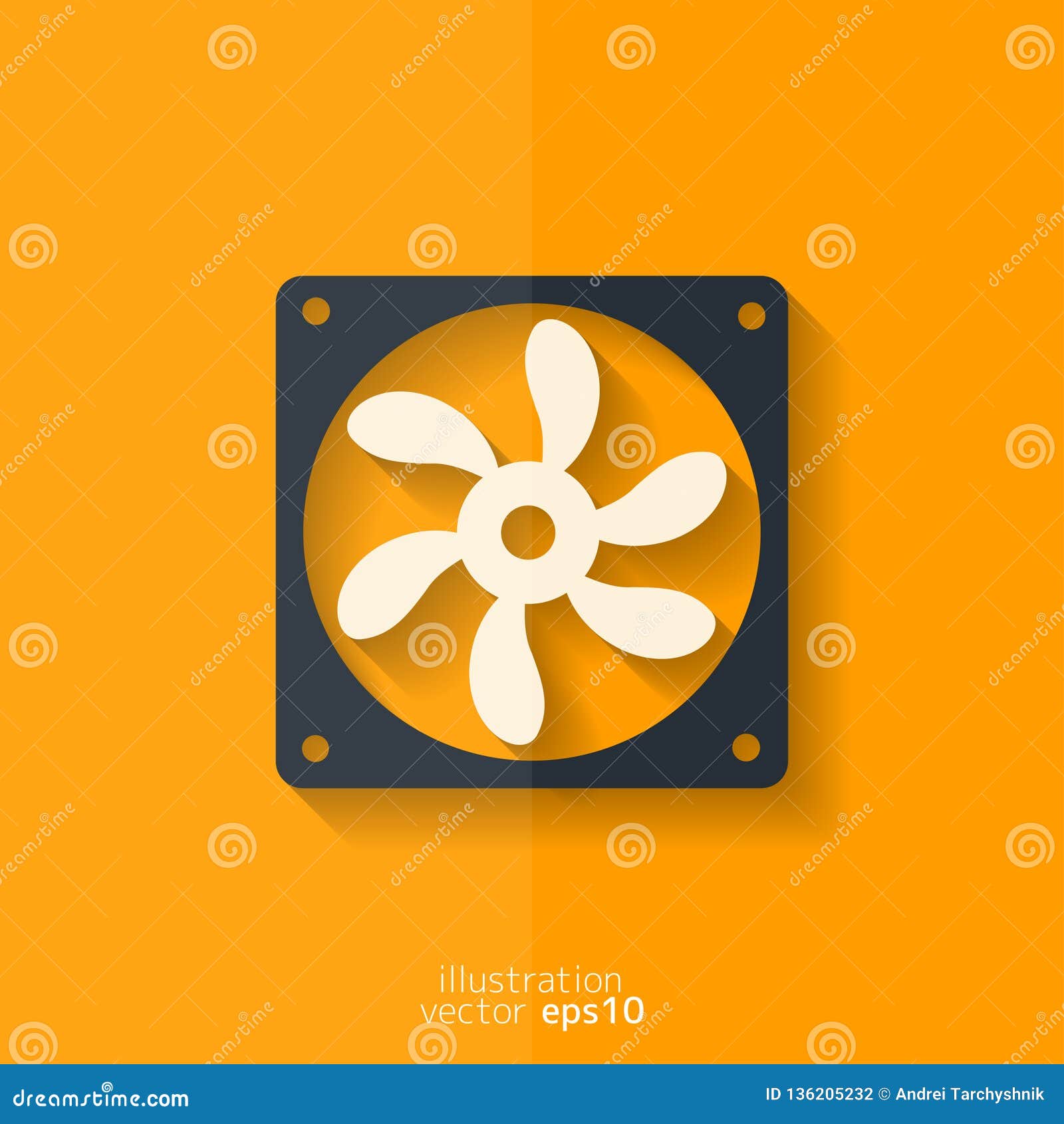 Computer Cooling Fan Icon. Flat Design. Stock Vector - Illustration of ...