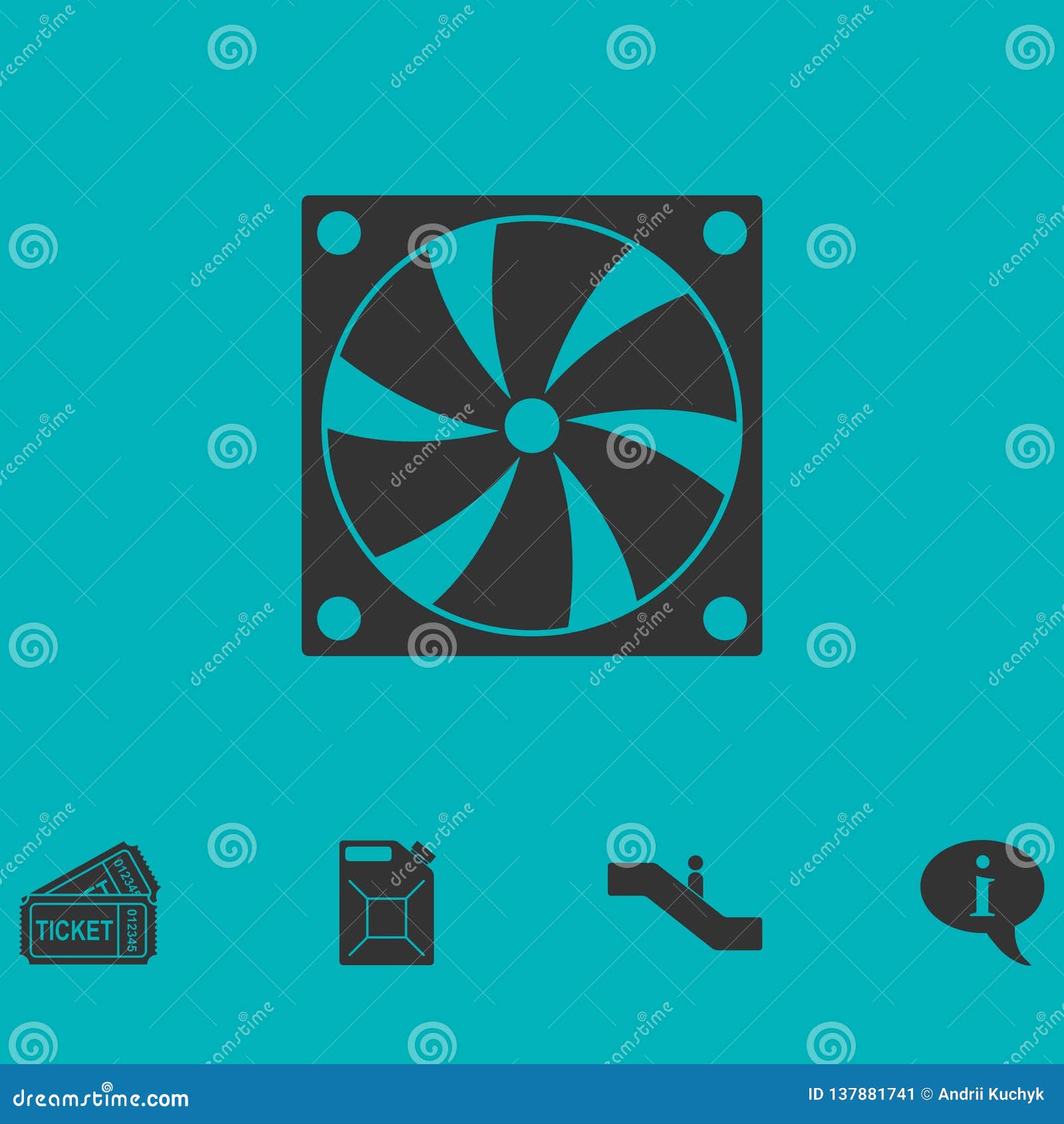 Computer Cooling Fan Icon Flat Stock Vector - Illustration of object ...