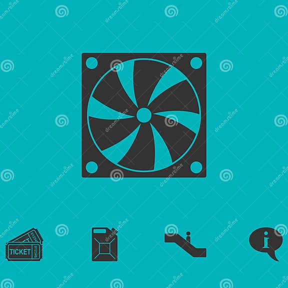 Computer Cooling Fan Icon Flat Stock Vector - Illustration of object ...