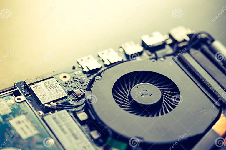 Computer Technology, Overclocking: Close Up of a Cooling Fan on a ...