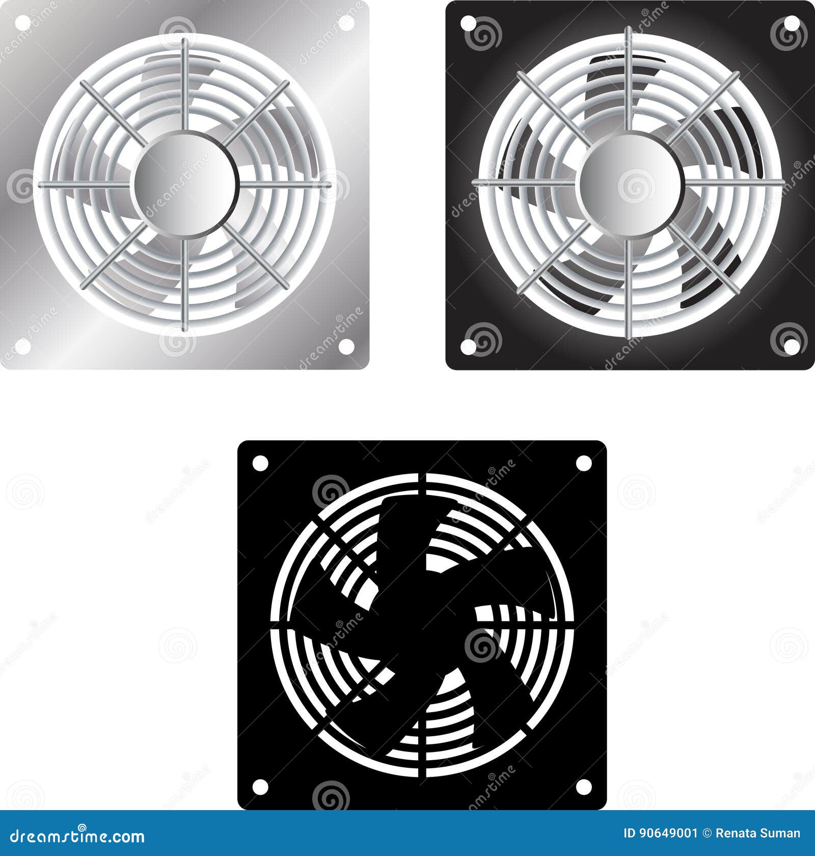 Computer cooling fan set stock vector. Illustration of device - 90649001