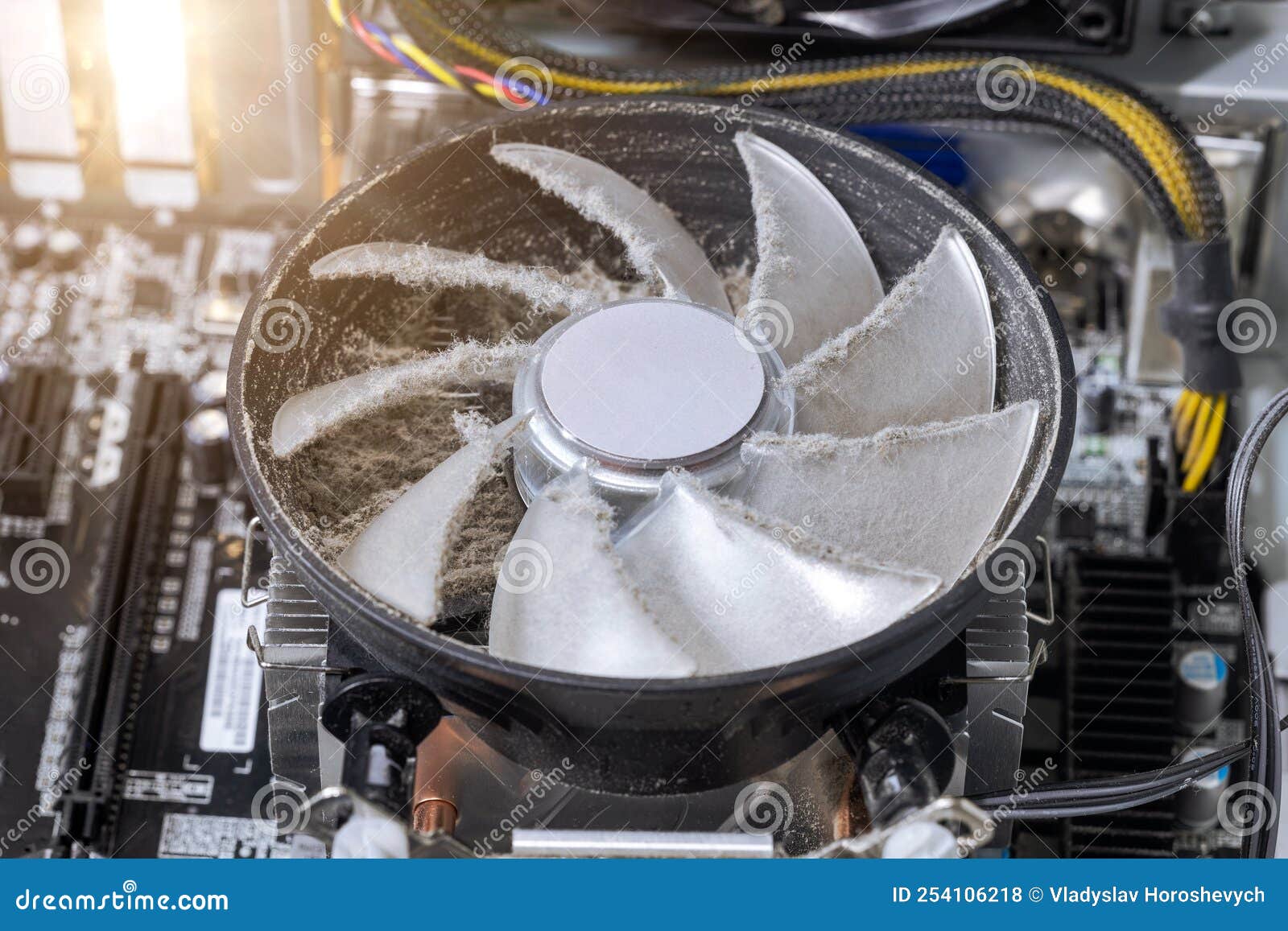 Computer Cooling System Cooler in Dust, Desktop Computer Repair Stock ...
