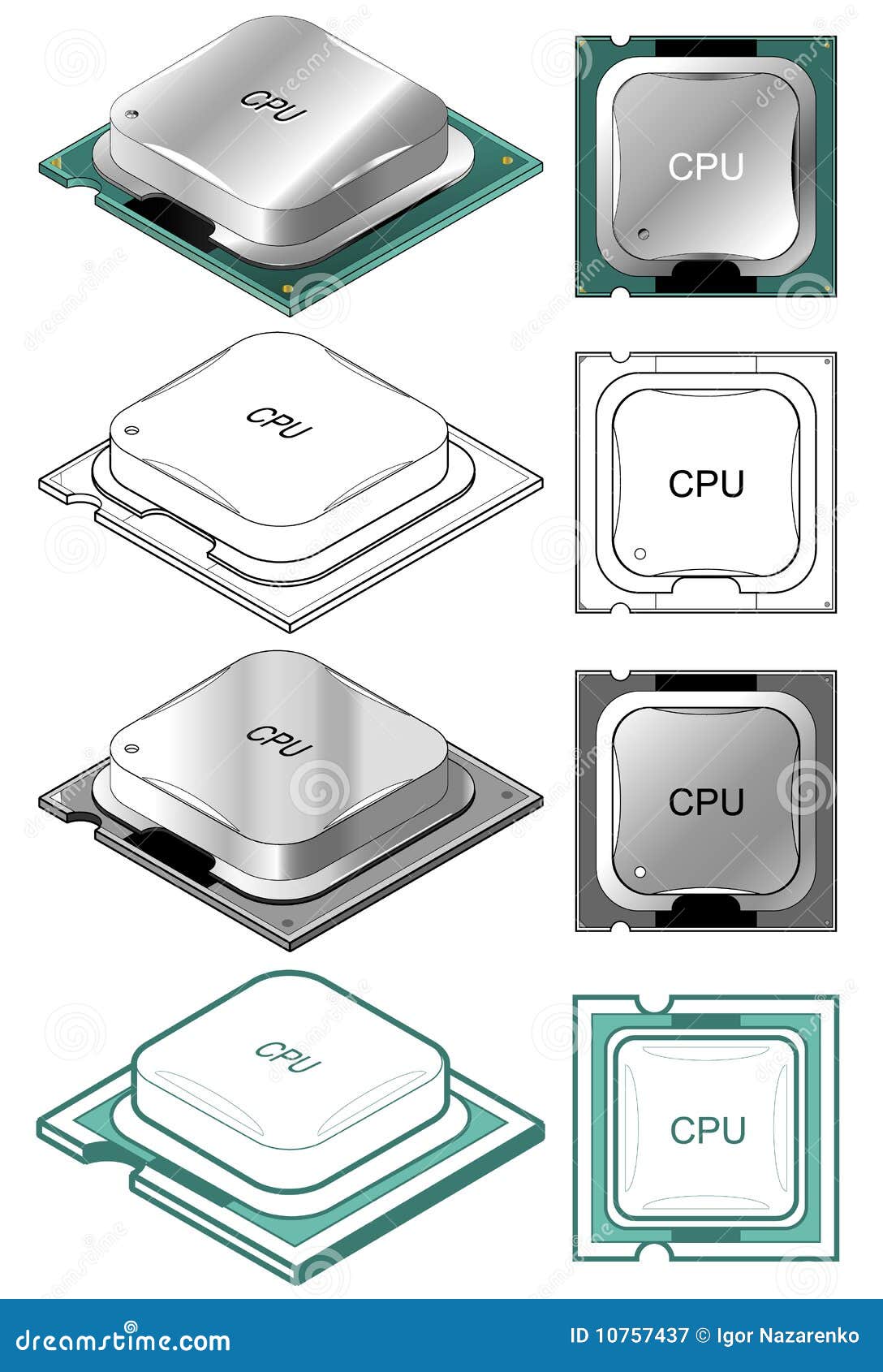 Computer CPU stock vector. Illustration of flat, computer - 10757437