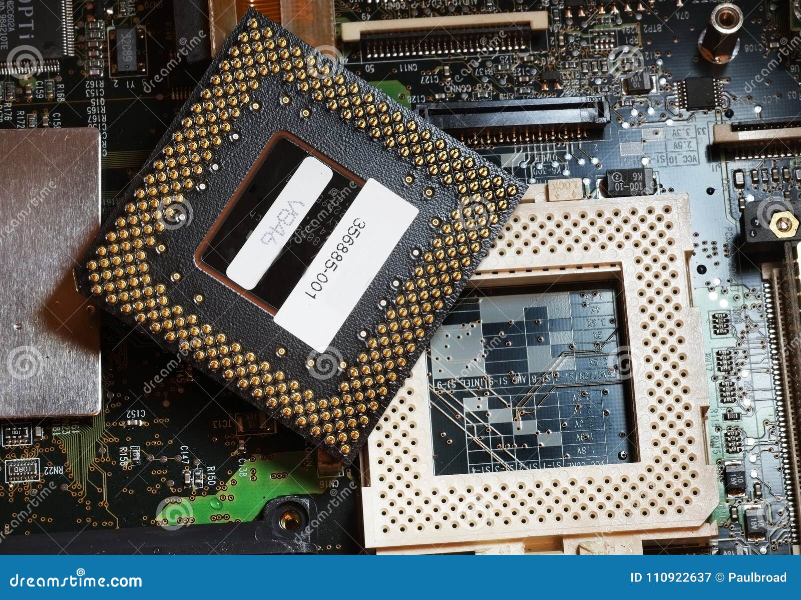 Computer CPU, Central Processing Unit Removed from Machine in Close Up ...