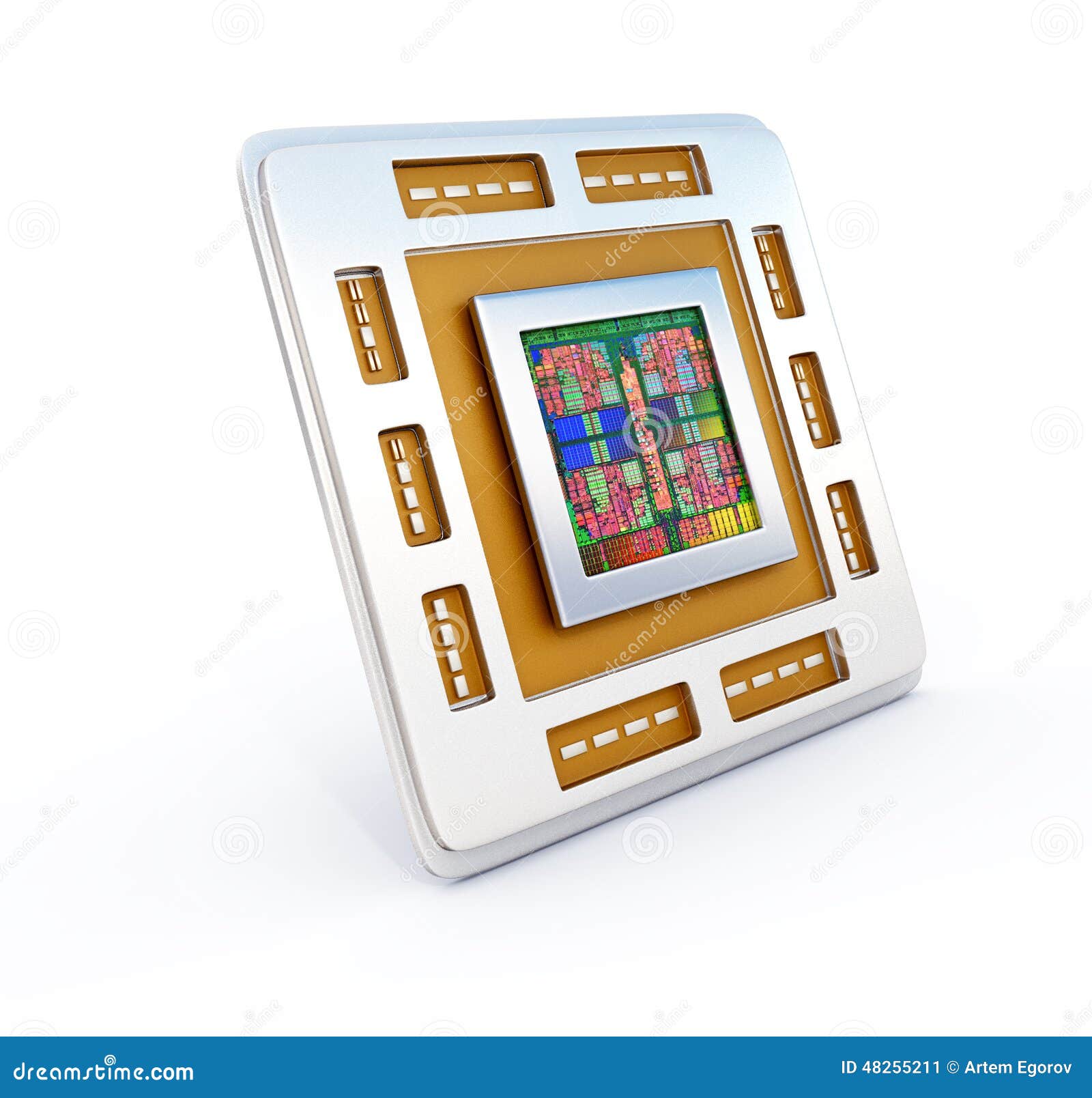 Central Processor Unit CPU Top View Isolated On Whitebackground. 3d ...