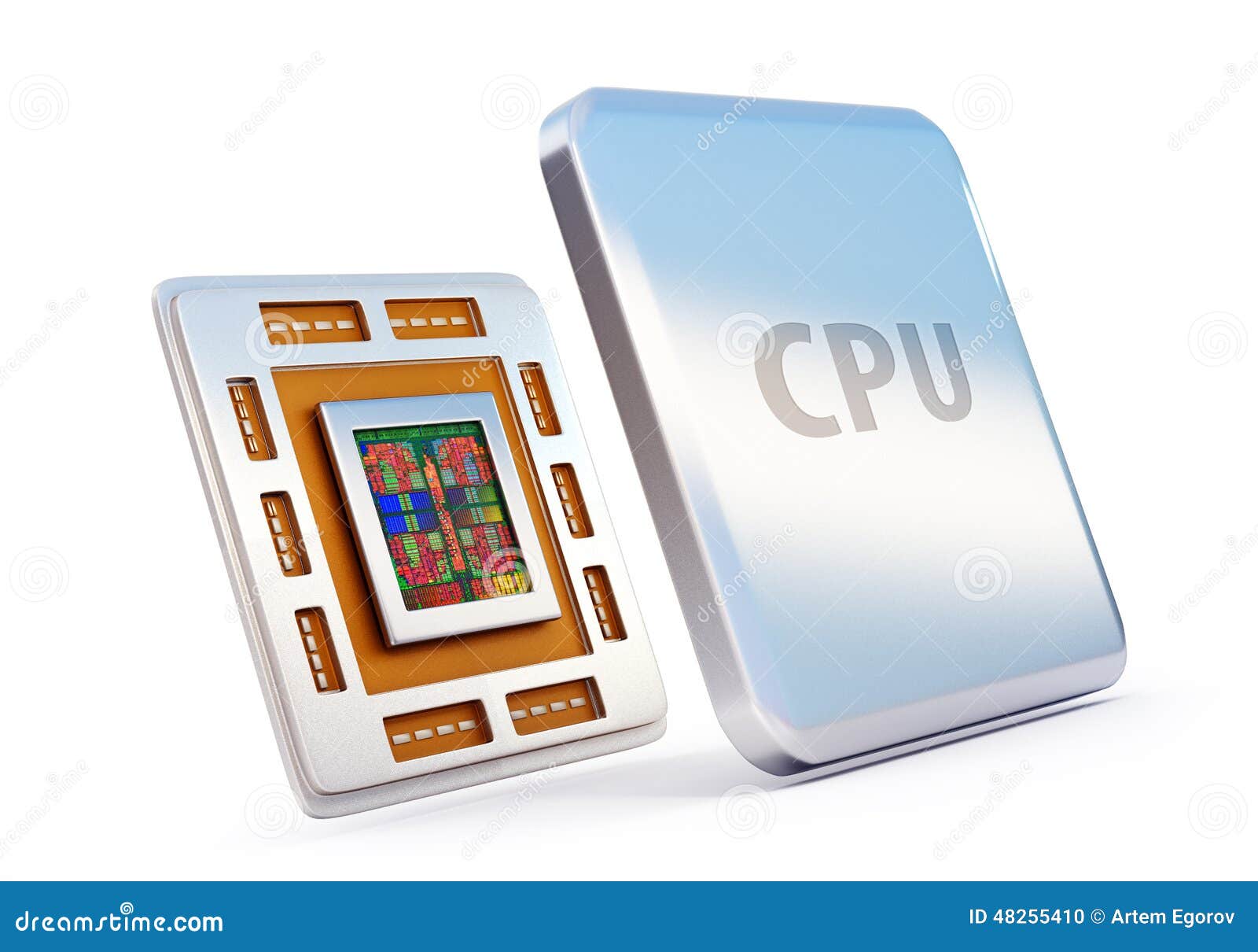 Central Processor Unit CPU Top View Isolated On Whitebackground. 3d ...