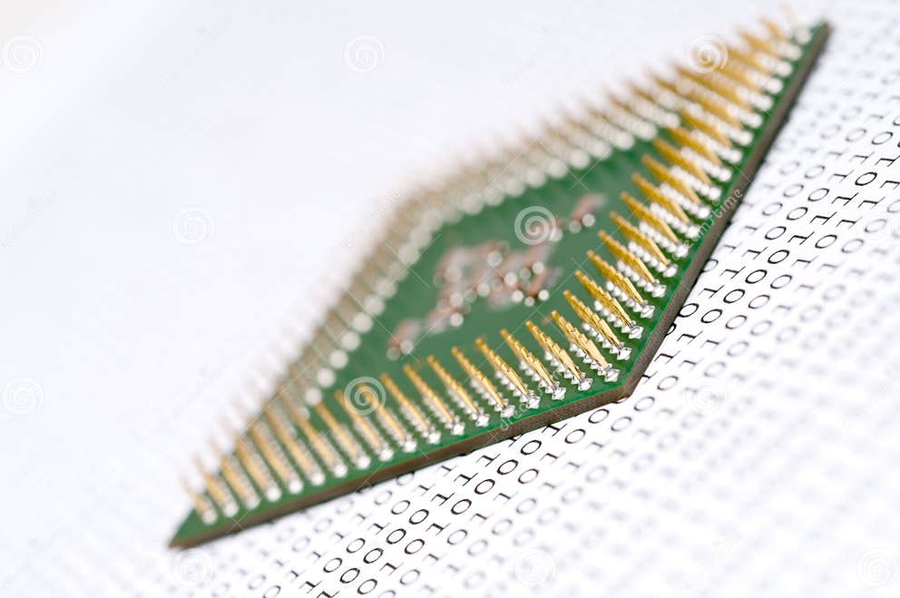 Computer CPU Chip on Binary Code Stock Photo - Image of data, calculate ...