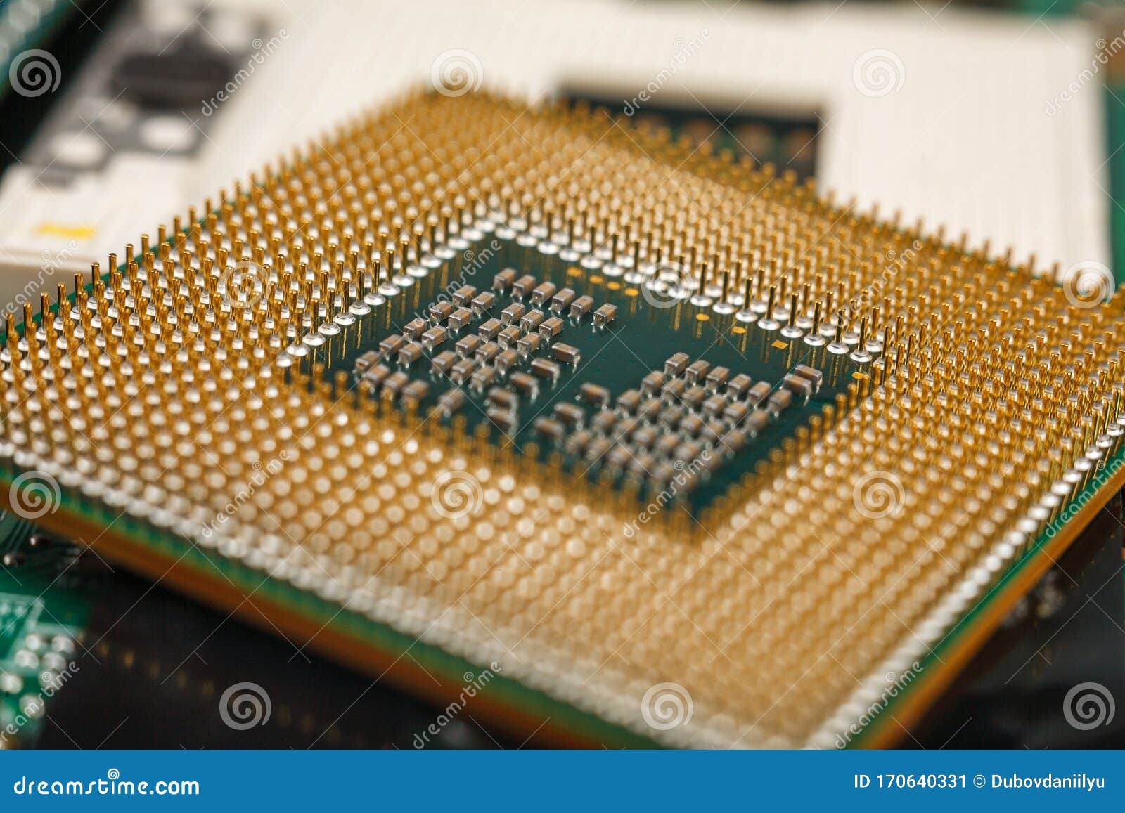 Computer CPU Close-up on the Motherboard Background, Socket of Central ...