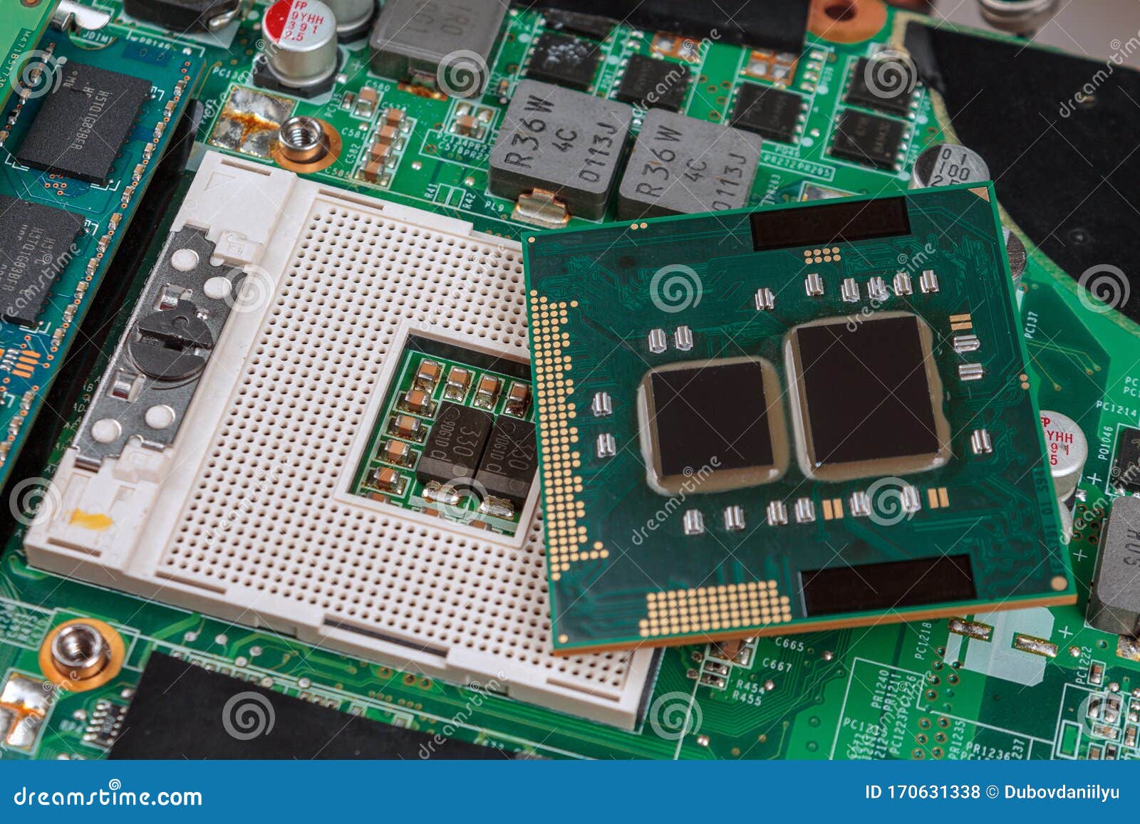 Central Process Unit CPU And Electronic Circuit Surrounded With Online ...