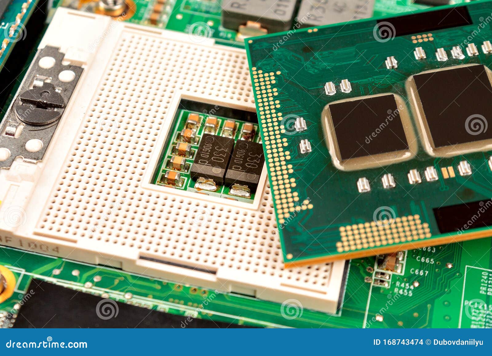 Central Process Unit CPU And Electronic Circuit Surrounded With Online ...